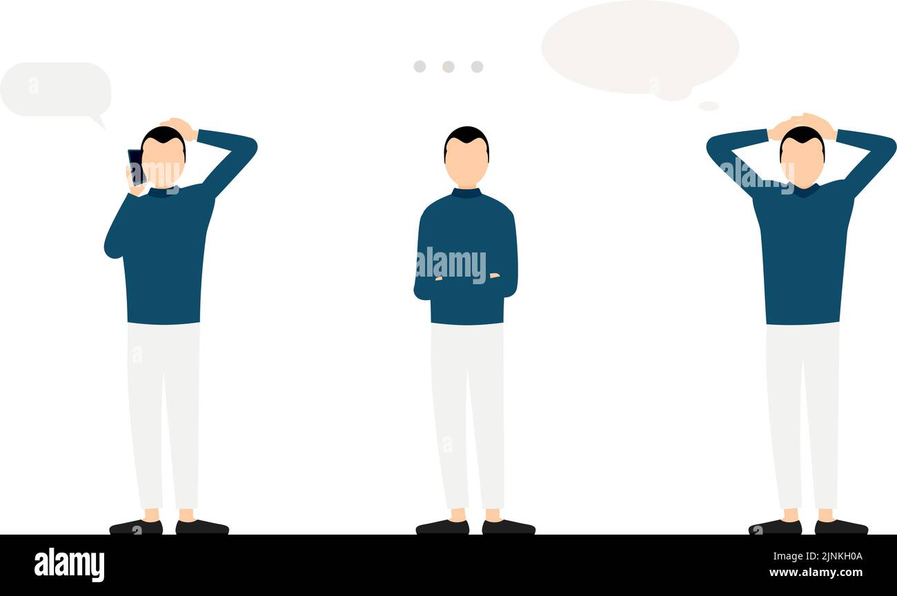 Person's pose set Call, shut up, worry Stock Vector Image & Art - Alamy