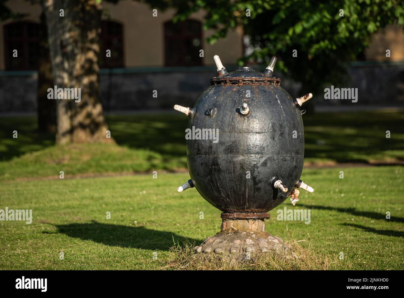 An old contact mine on display in a park Stock Photo - Alamy