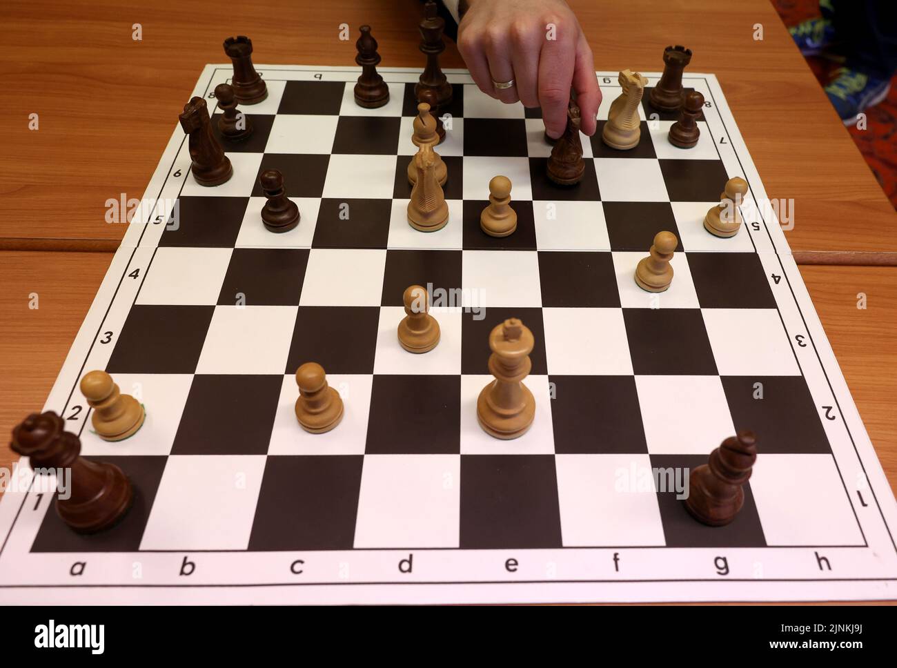 Magdeburg, Germany. 12th Aug, 2022. View of a chess board at the German ...