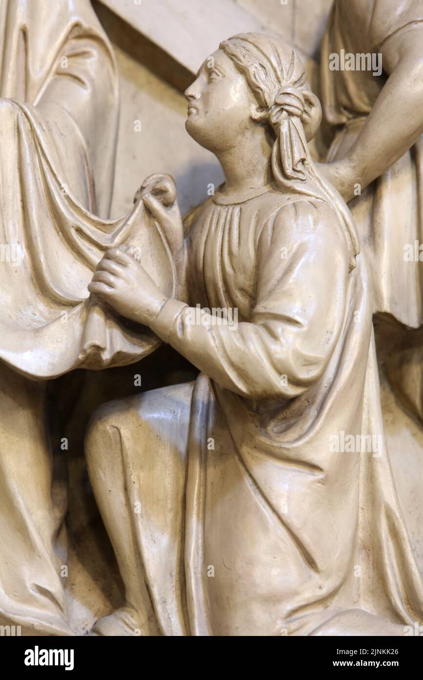 Véronique essuie le visage de Jésus-Christ. Détails. Chemin de croix ...