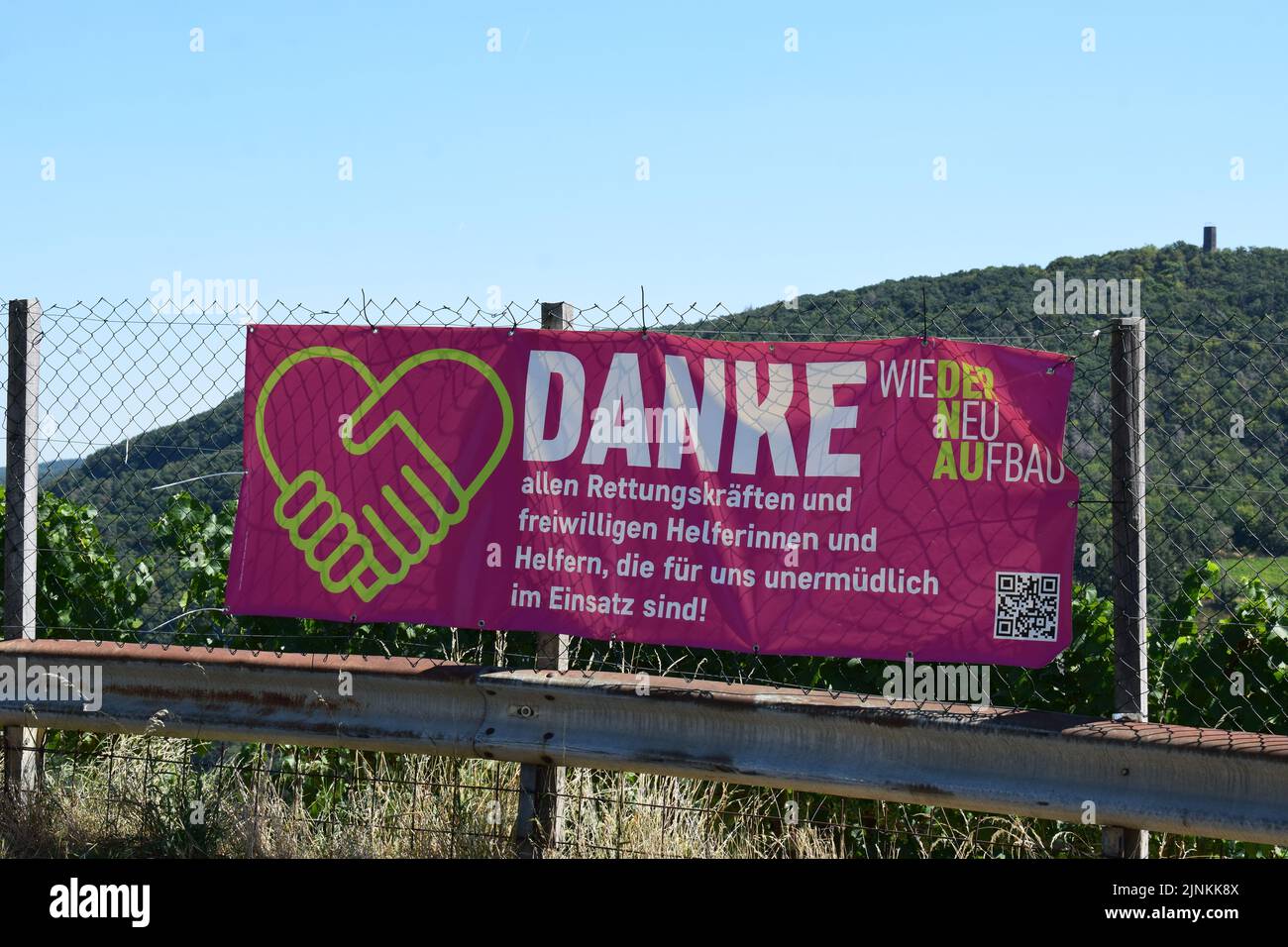 signs to thank the Ahr flood disaster rebuilding help Stock Photo - Alamy