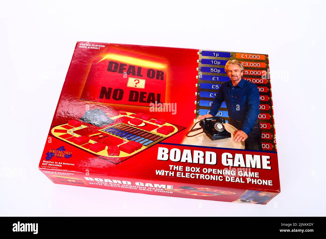 Noel Edmonds Deal or no Deal board game isolated on a white background ... Noel Edmonds Deal or no Deal board game isolated on a white background ...