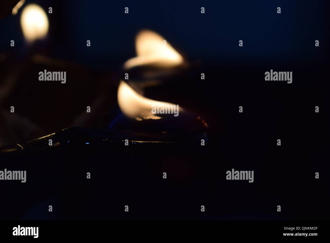 Light of lamps in dark nature Stock Photo - Alamy