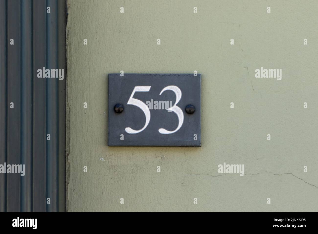 House number 53 on slate Stock Photo - Alamy