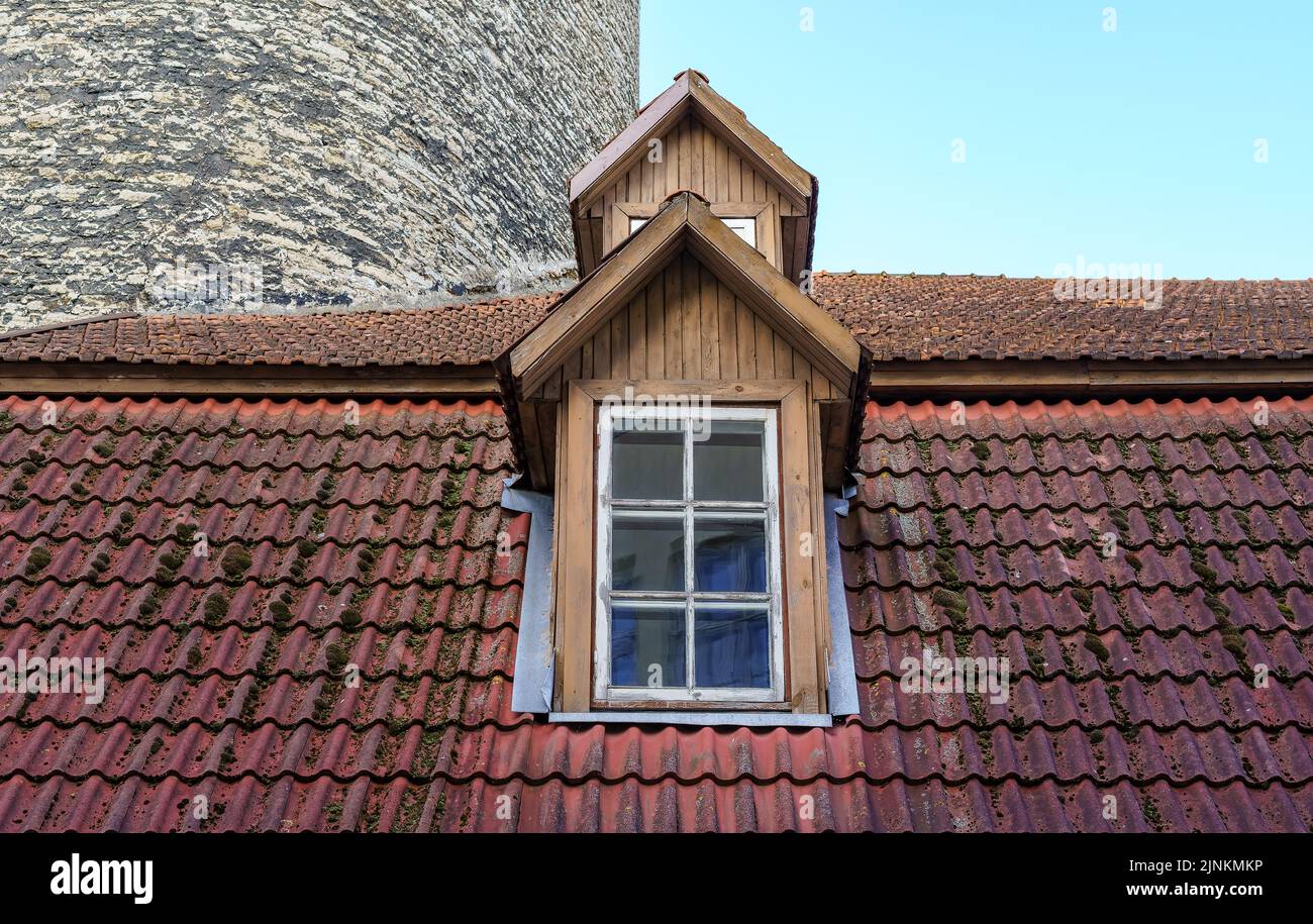 Windows in a sloping roof in a very old medieval house Stock Photo - Alamy