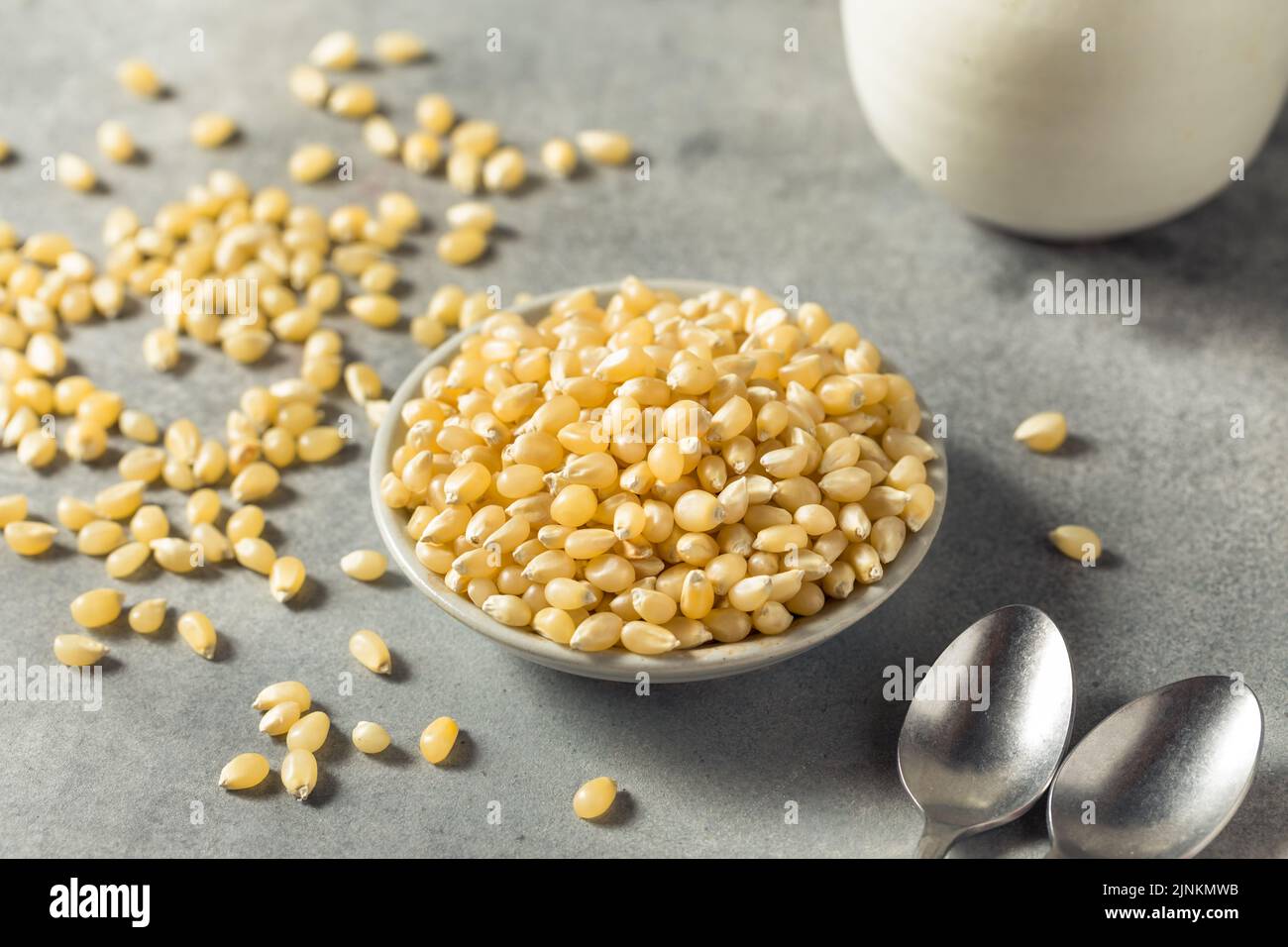 Dry Organic White Popcorn Kernels in a Bowl Stock Photo - Alamy
