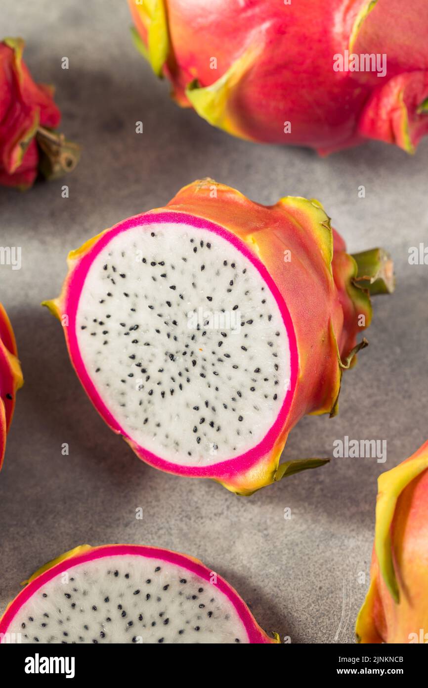 Healthy Organic Thai Dragonfruit Pitaya Cut into Slices Stock Photo - Alamy