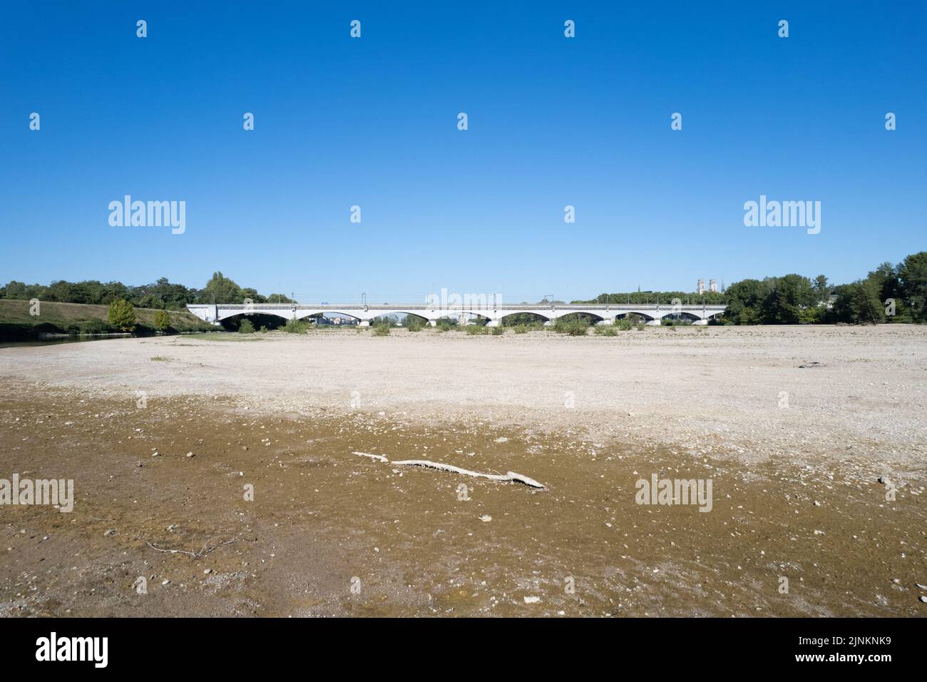 The Loire river, where the water level has decreased, and the ...
