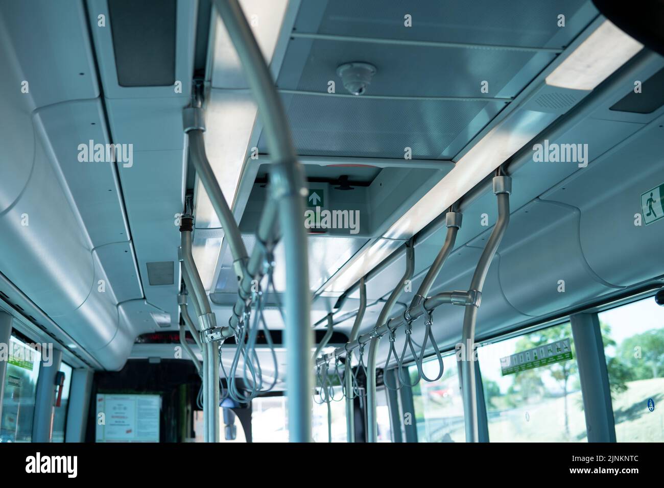 roof with internal lights of a bus Stock Photo - Alamy