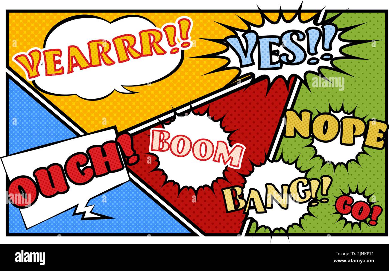 Illustration material: American comic style, pop balloons and ...