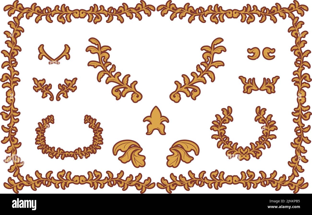 Frame material, hand-painted natural leaf frame Stock Vector Image ...