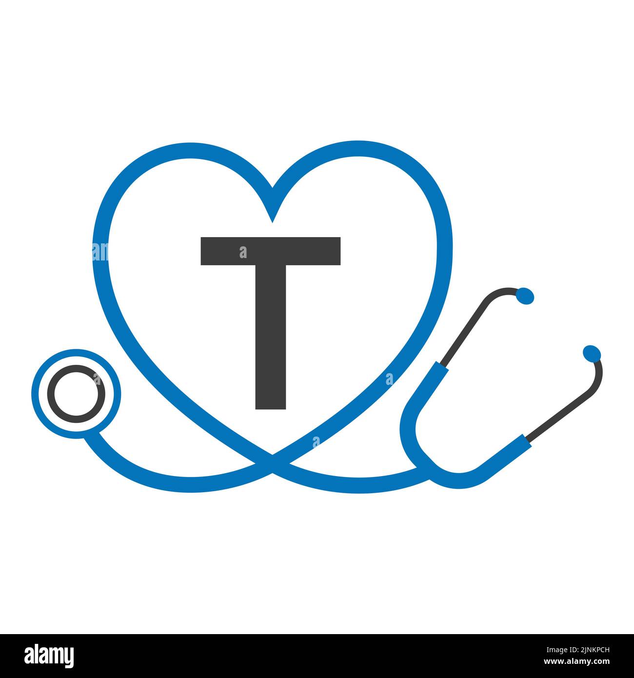 Medical Logo on Letter T Template. Doctors Logo with Stethoscope Sign ...