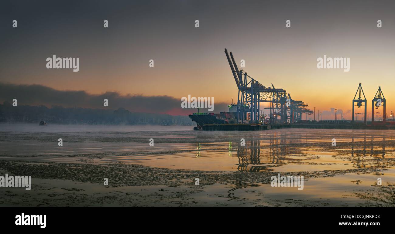 sunrise, commercial port, sun rises, sunrises, commercial ports, port ...