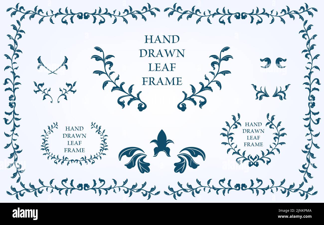 Frame material, hand-painted natural leaf frame Stock Vector Image ...