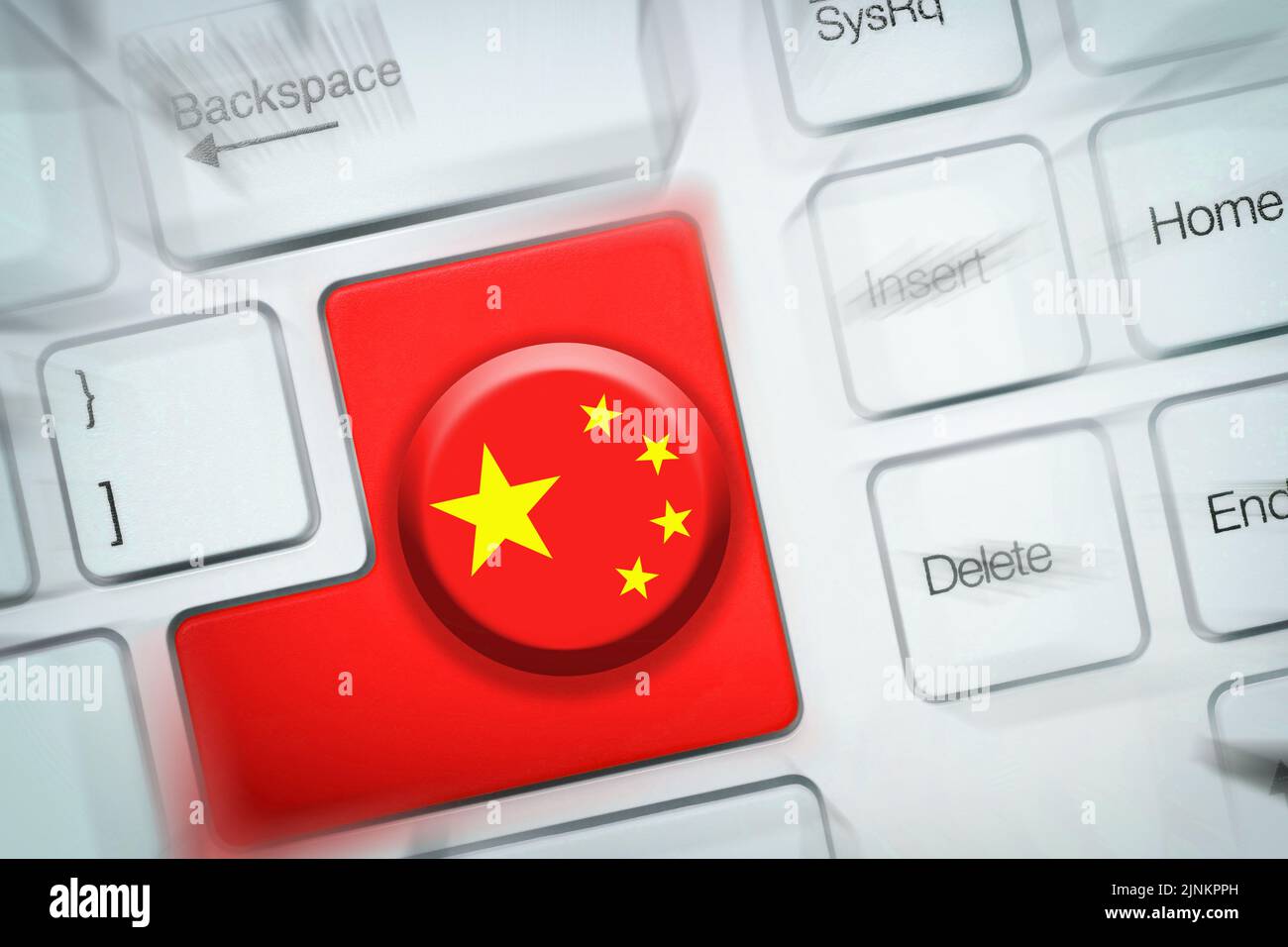 button painted with the Chinese flag on white computer keyboard Stock ...
