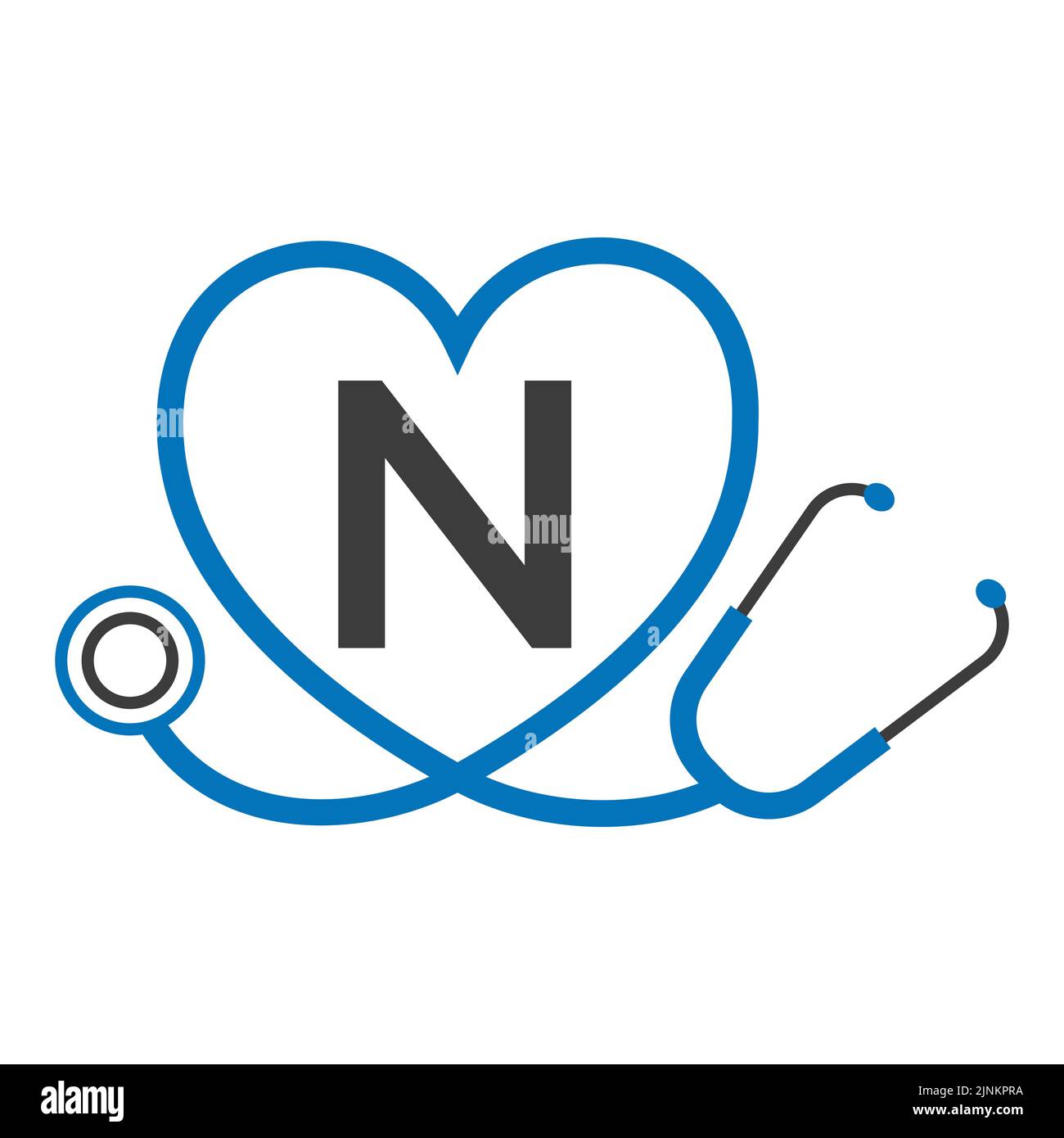 Medical Logo on Letter N Template. Doctors Logo with Stethoscope Sign ...