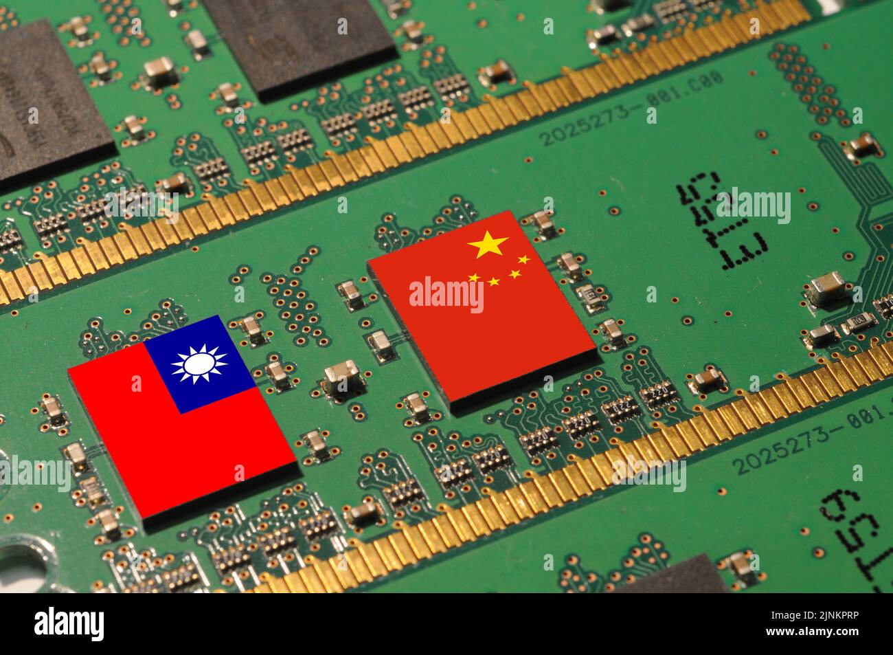 Flag Of The Republic Of China And Taiwan On Microchips Over A Ddr