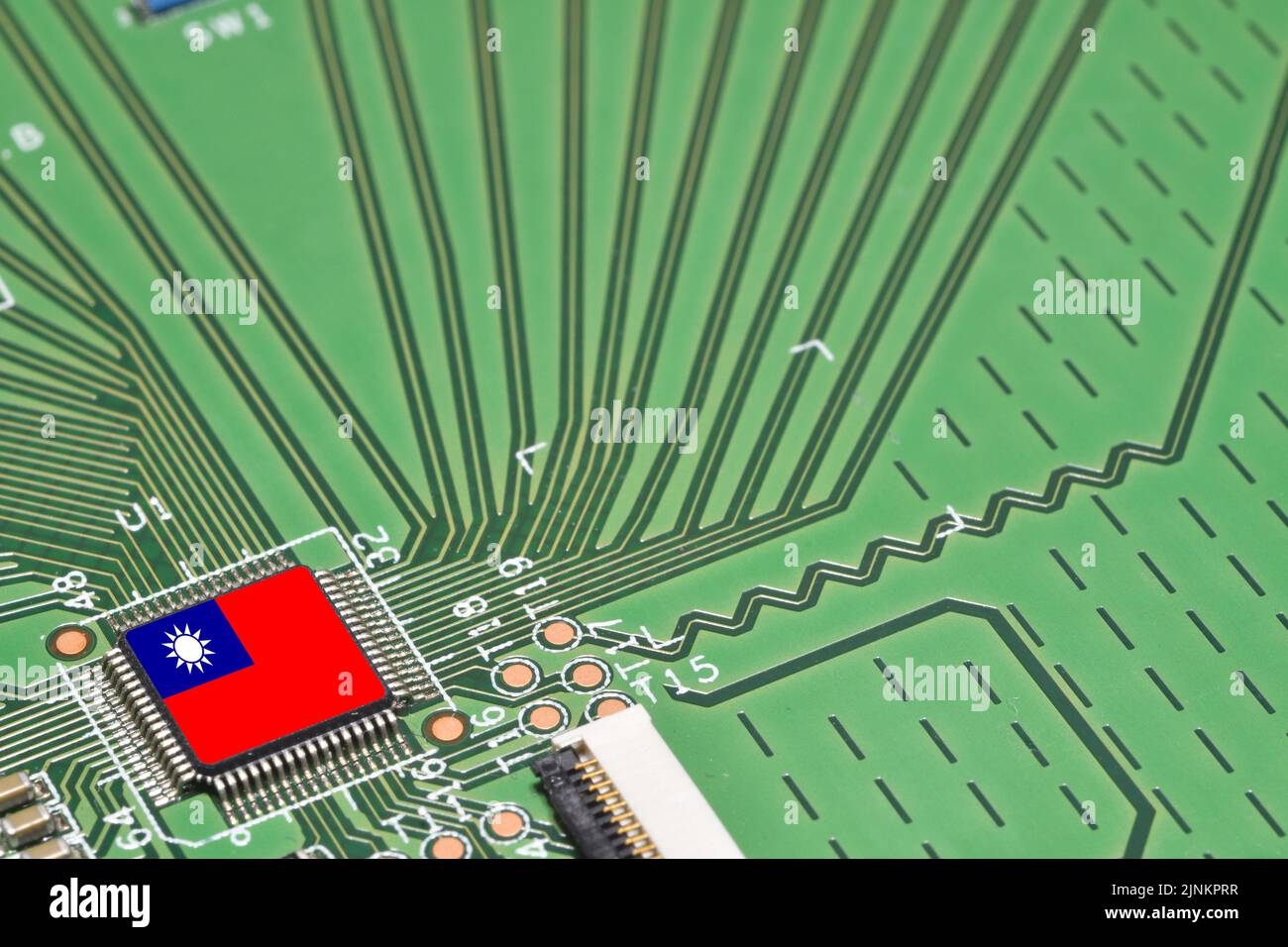 Flag of the Republic of China or Taiwan on semiconductor chip or ...