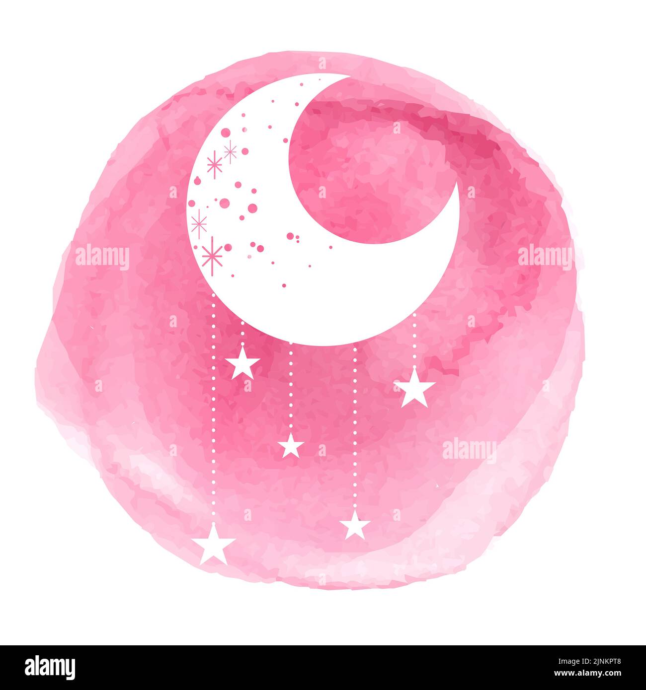 Moon and stars line art illustration Stock Photo - Alamy