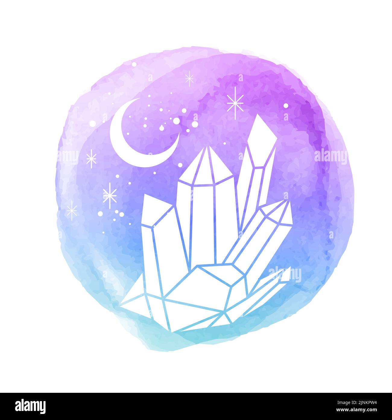 Crystals and moon line art illustration Stock Photo - Alamy