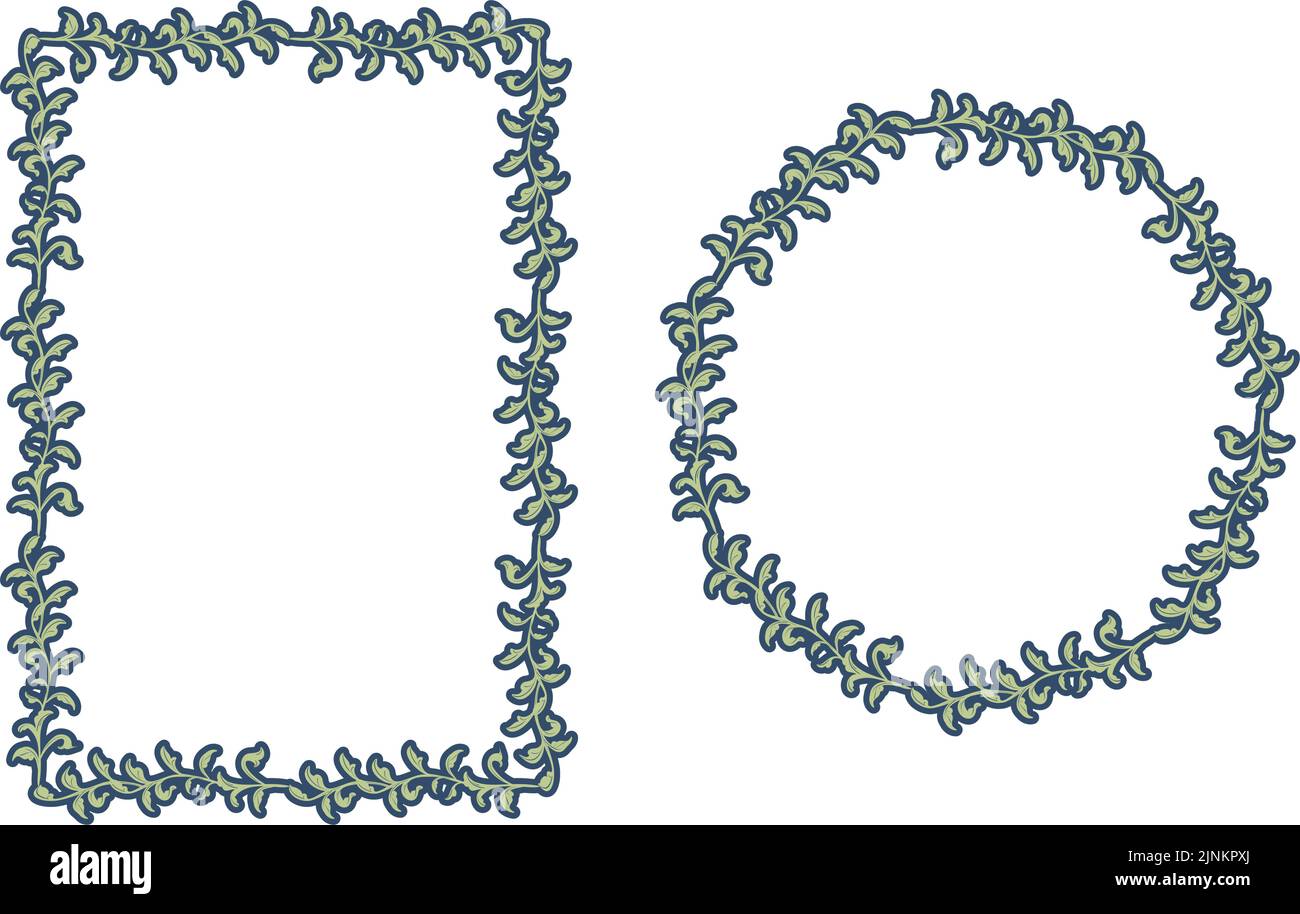 Frame material, hand-painted natural leaf frame Stock Vector Image ...