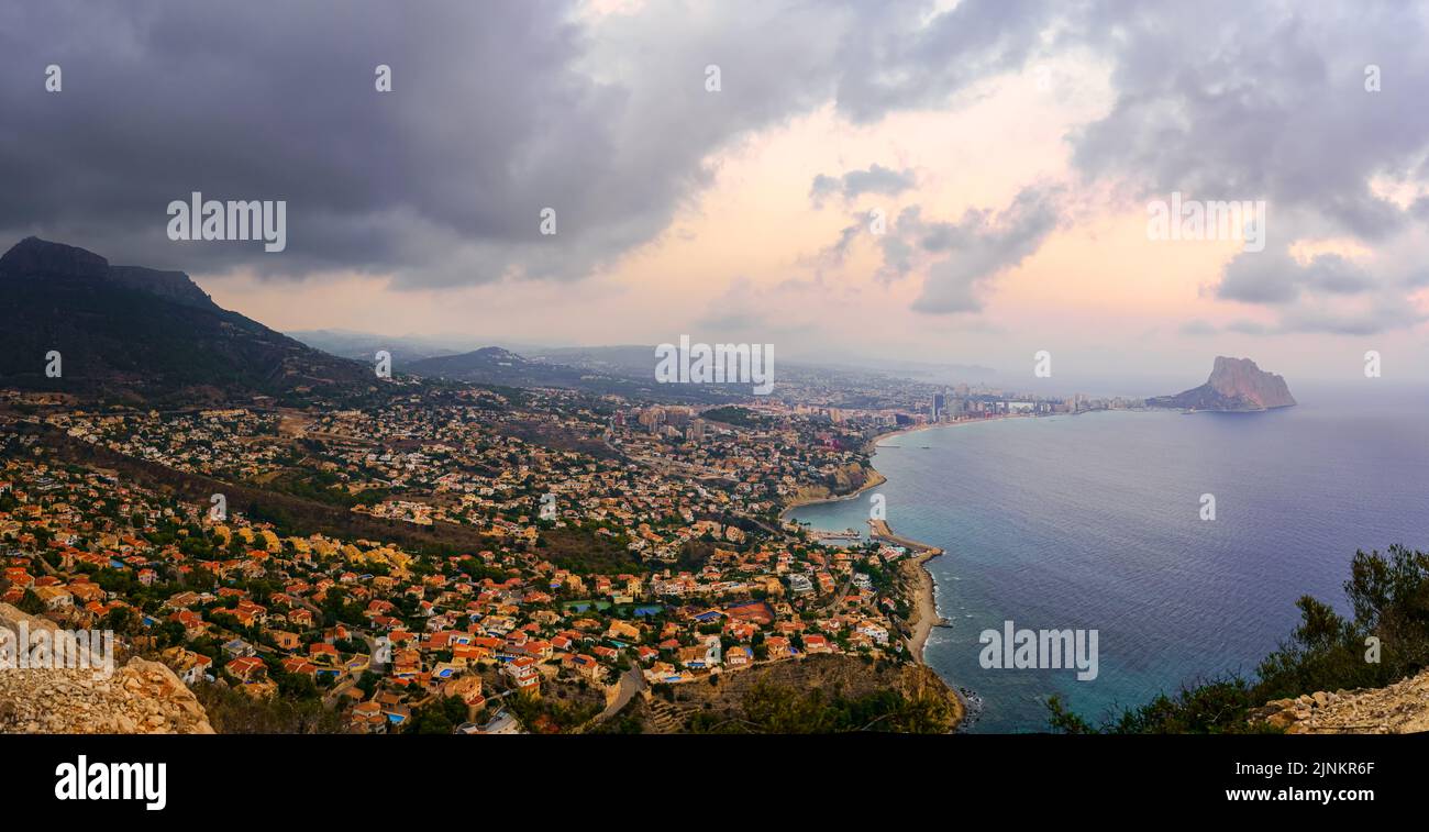 Panoramic view of the city of Calpe Alicante with its holiday homes ...