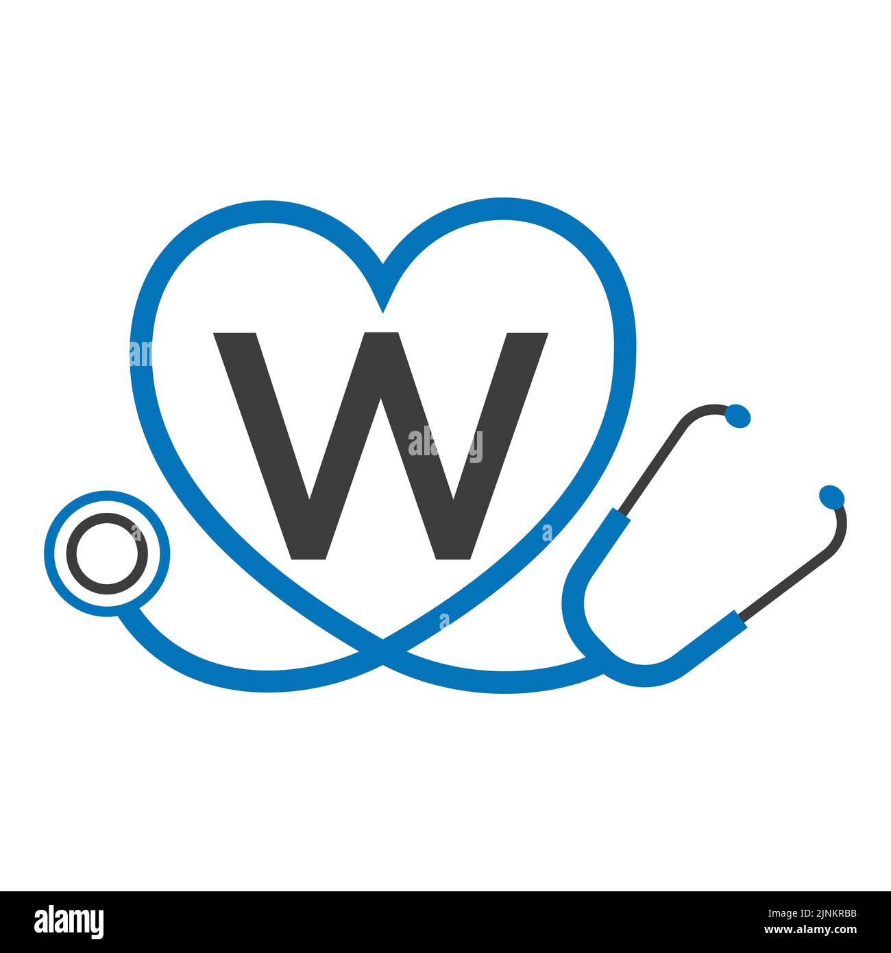 Medical Logo on Letter W Template. Doctors Logo with Stethoscope Sign ...