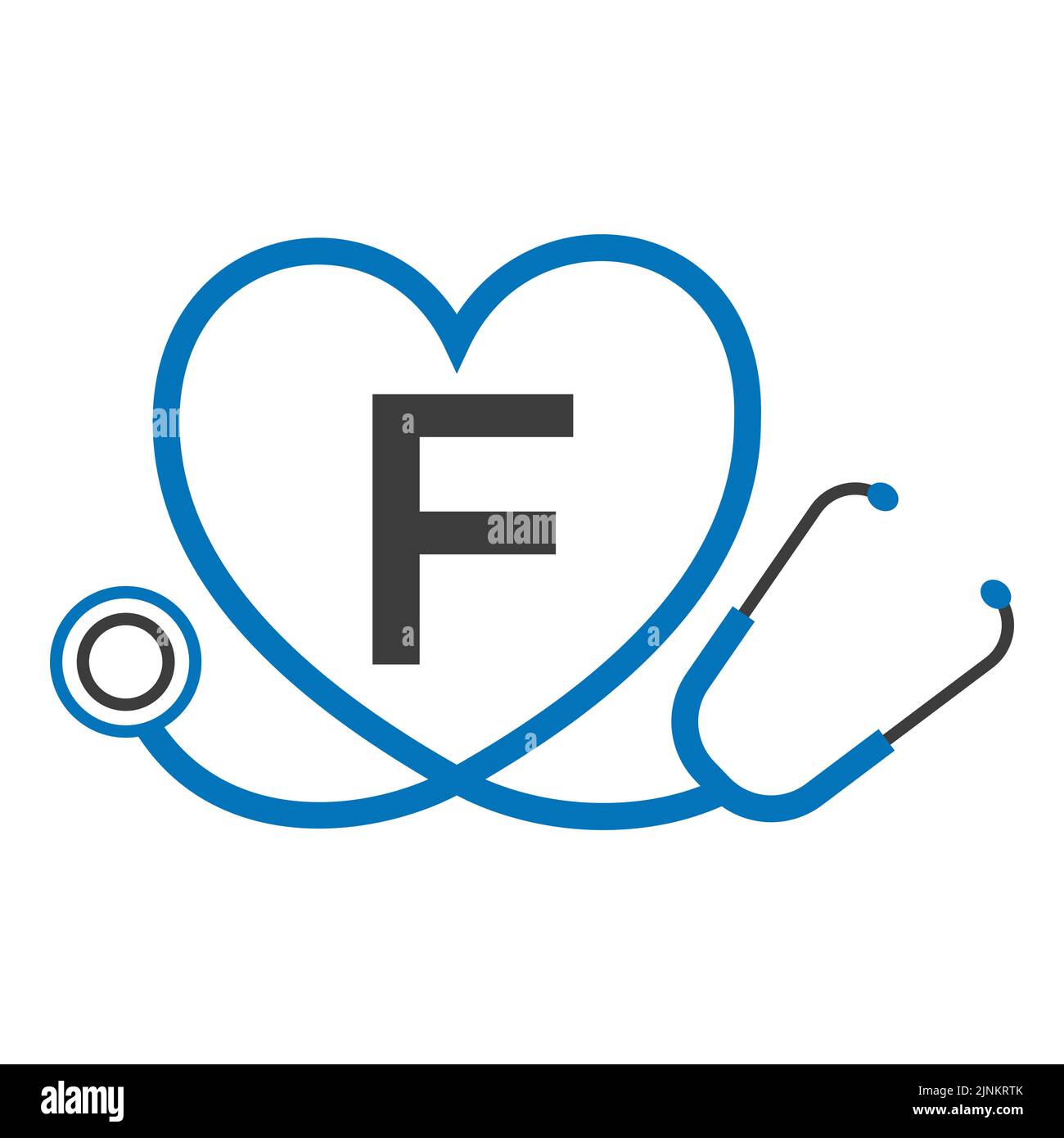 Medical Logo on Letter F Template. Doctors Logo with Stethoscope Sign ...