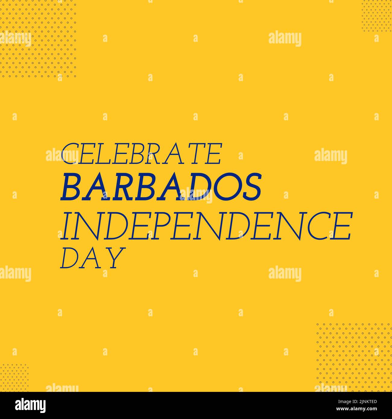Image of barbados independence day text over blue pattern on yellow ...