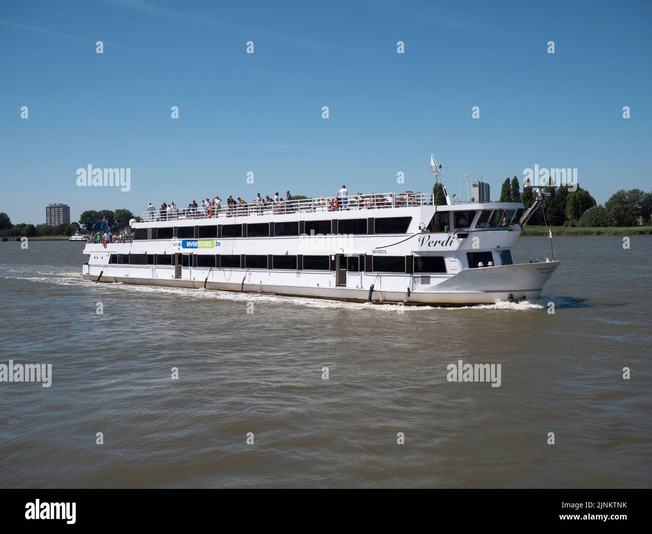 Antwerp, Belgium, July 24, 2022, The Verdi of Rivertours, a three-deck ...