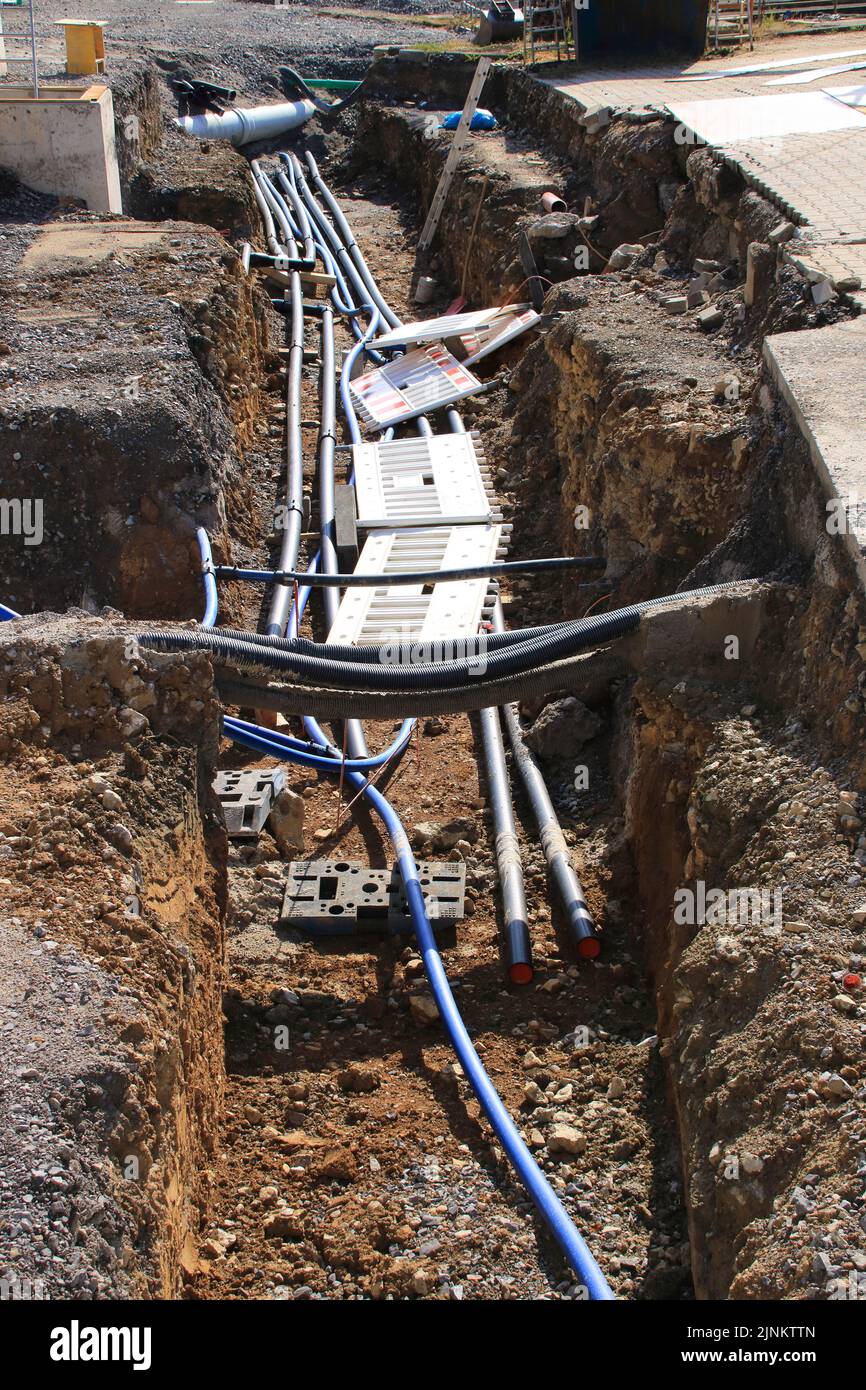 Material to secure a construction site fell into the excavation after a ...