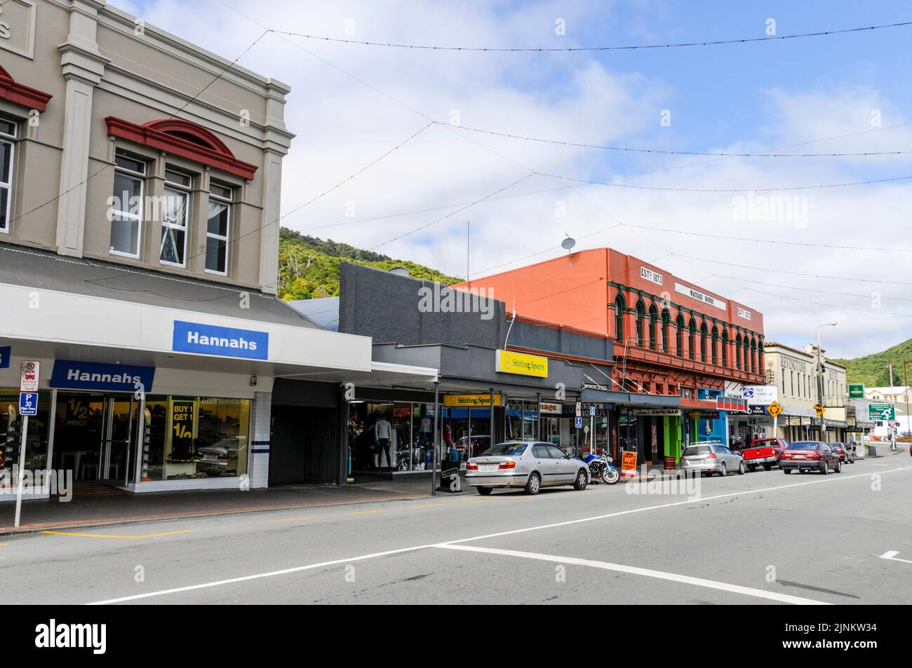 Tainui street in Greymouth on the west coast of South Island in New ...