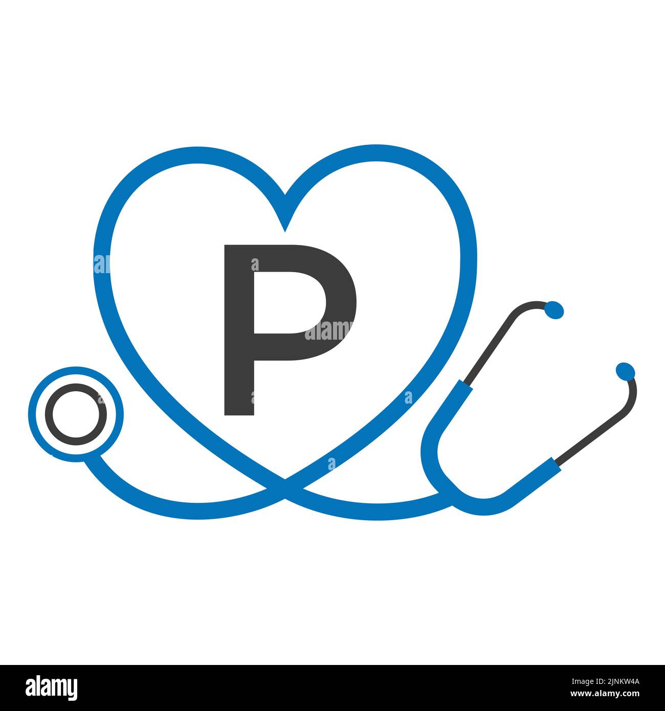 Medical Logo on Letter P Template. Doctors Logo with Stethoscope Sign ...