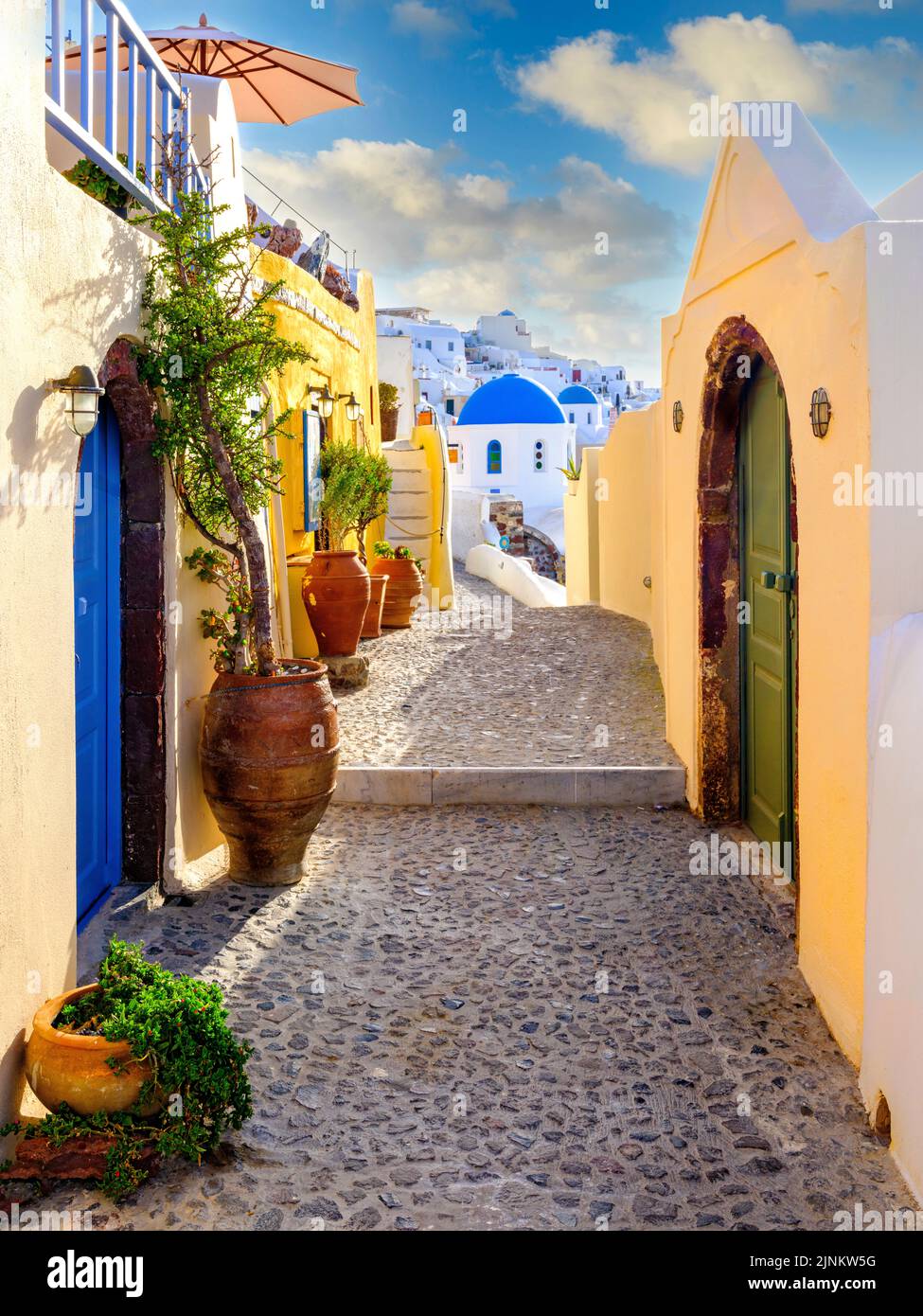Santorini famous blue domes hi-res stock photography and images - Alamy