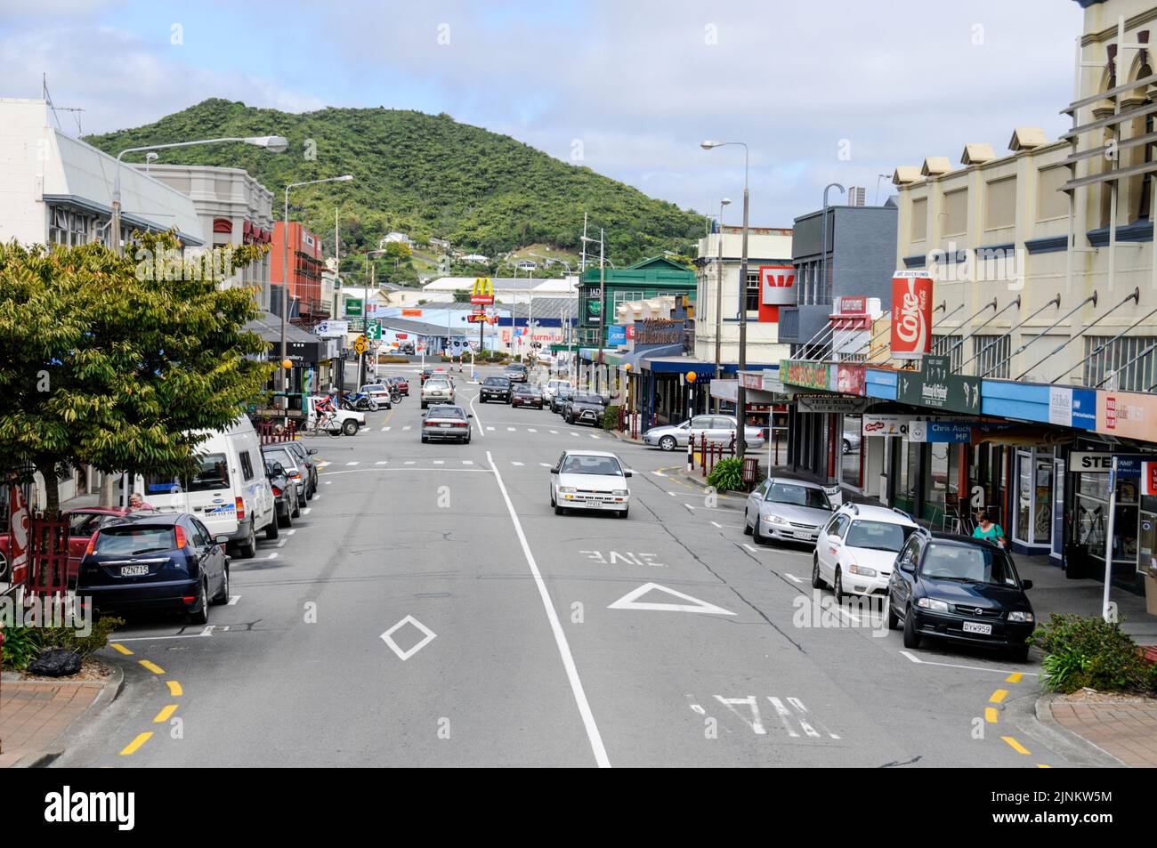 Tainui street in Greymouth on the west coast of South Island in New ...