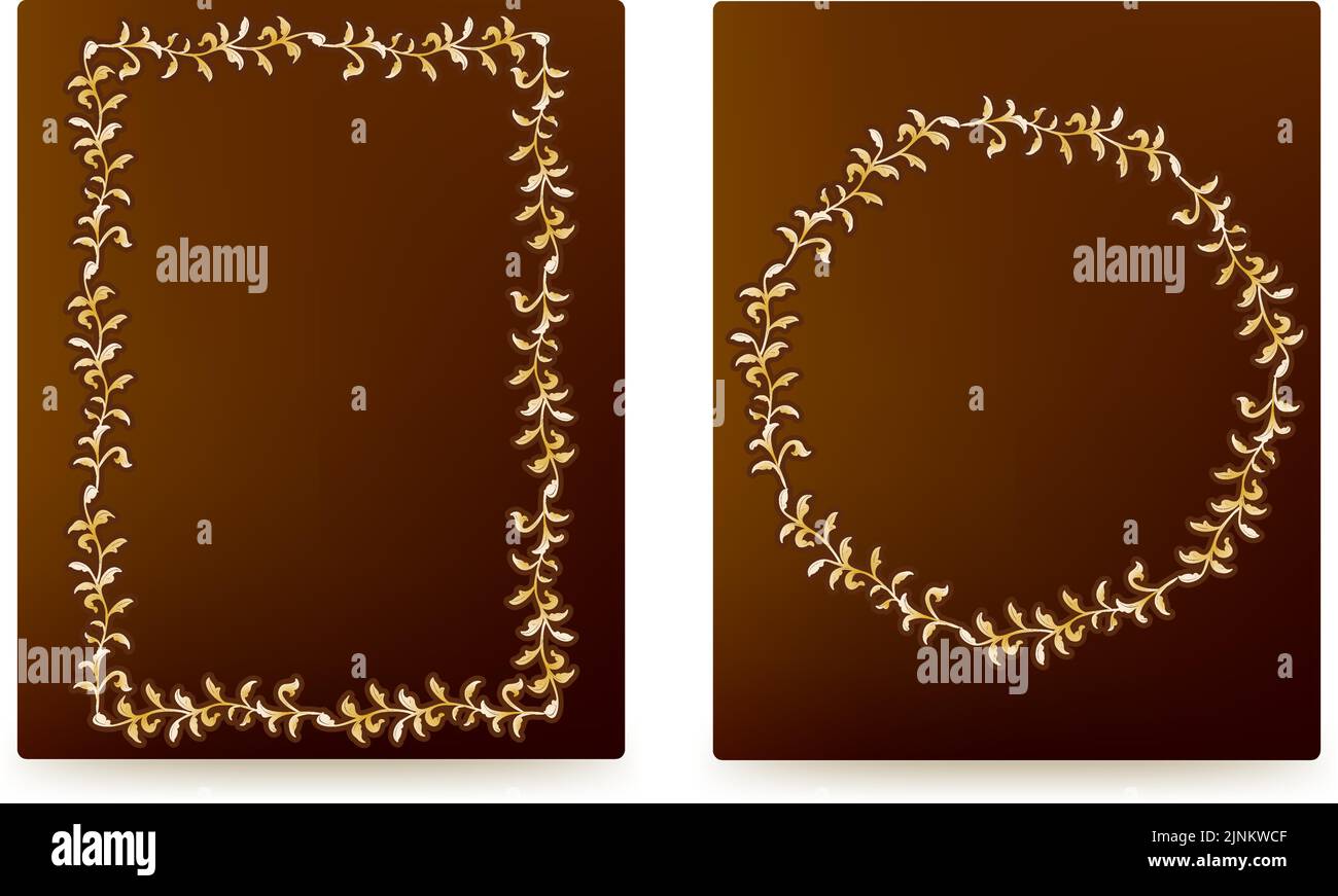 Frame material, hand-painted natural leaf frame Stock Vector Image ...