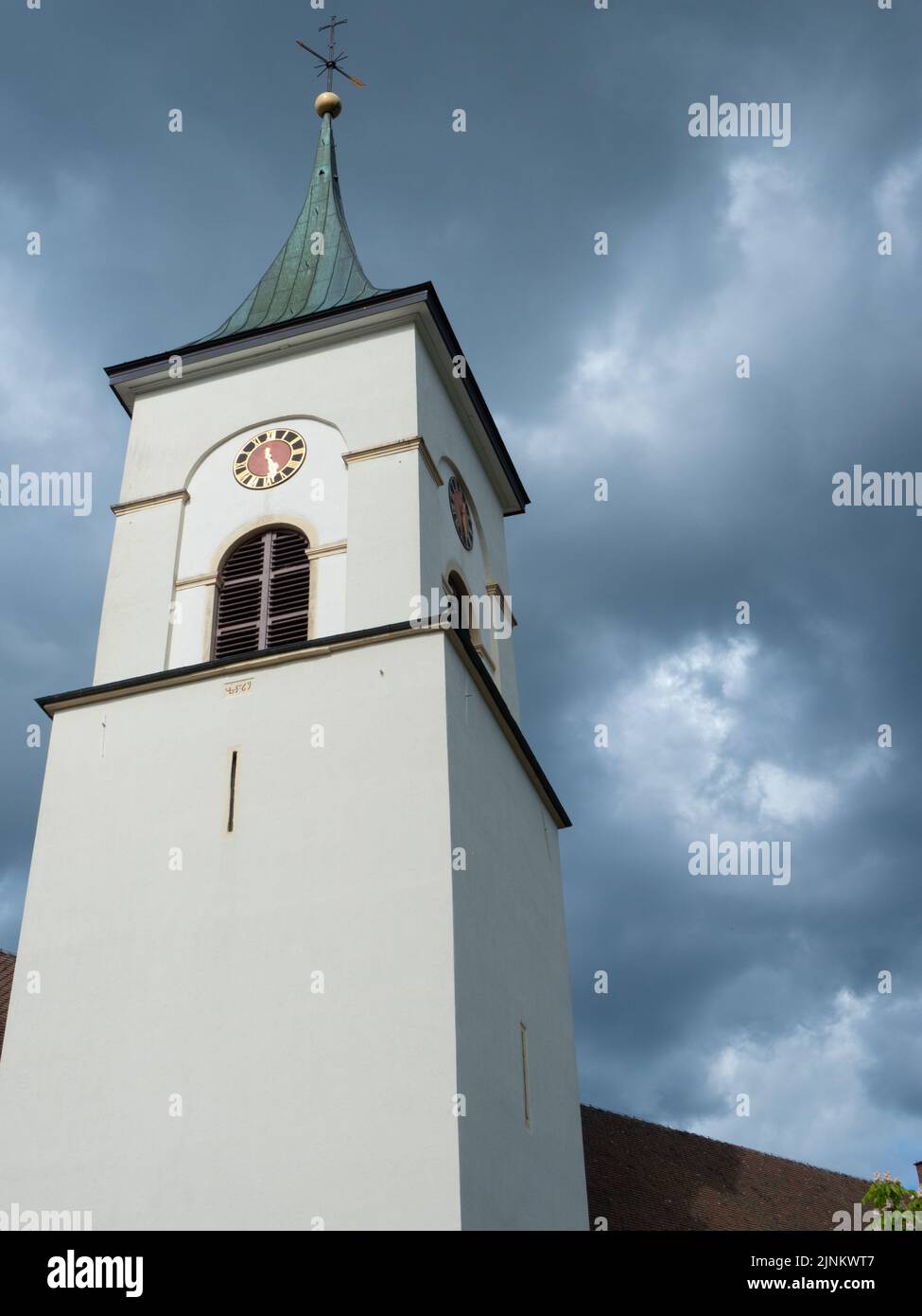 Leibstadt, Germany - May 28th 2022: Historic church tower in the ...