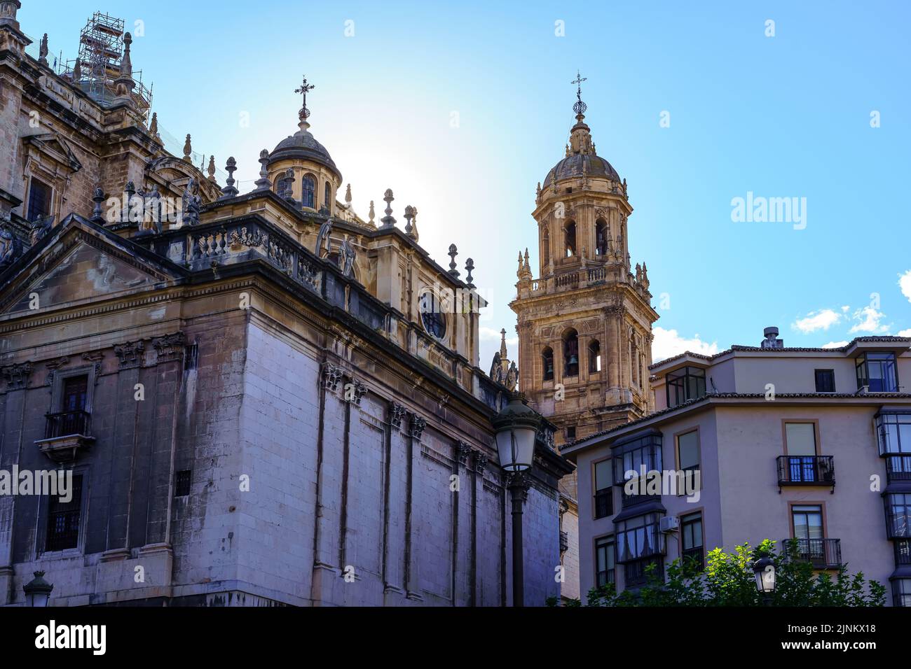 City of Jaen with a tall tower of its UNESCO World Heritage Cathedral ...