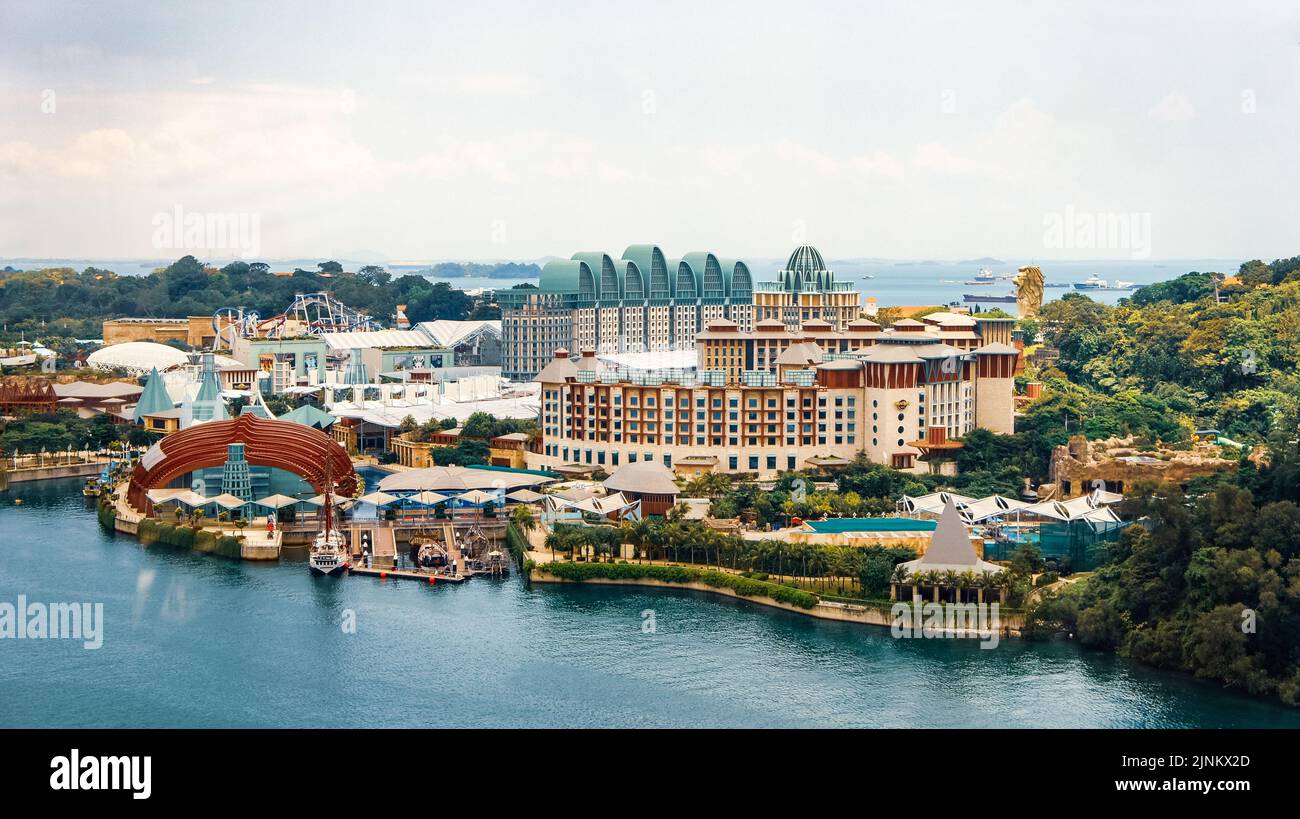 Aerial panorama architecture sentosa island hi-res stock photography ...