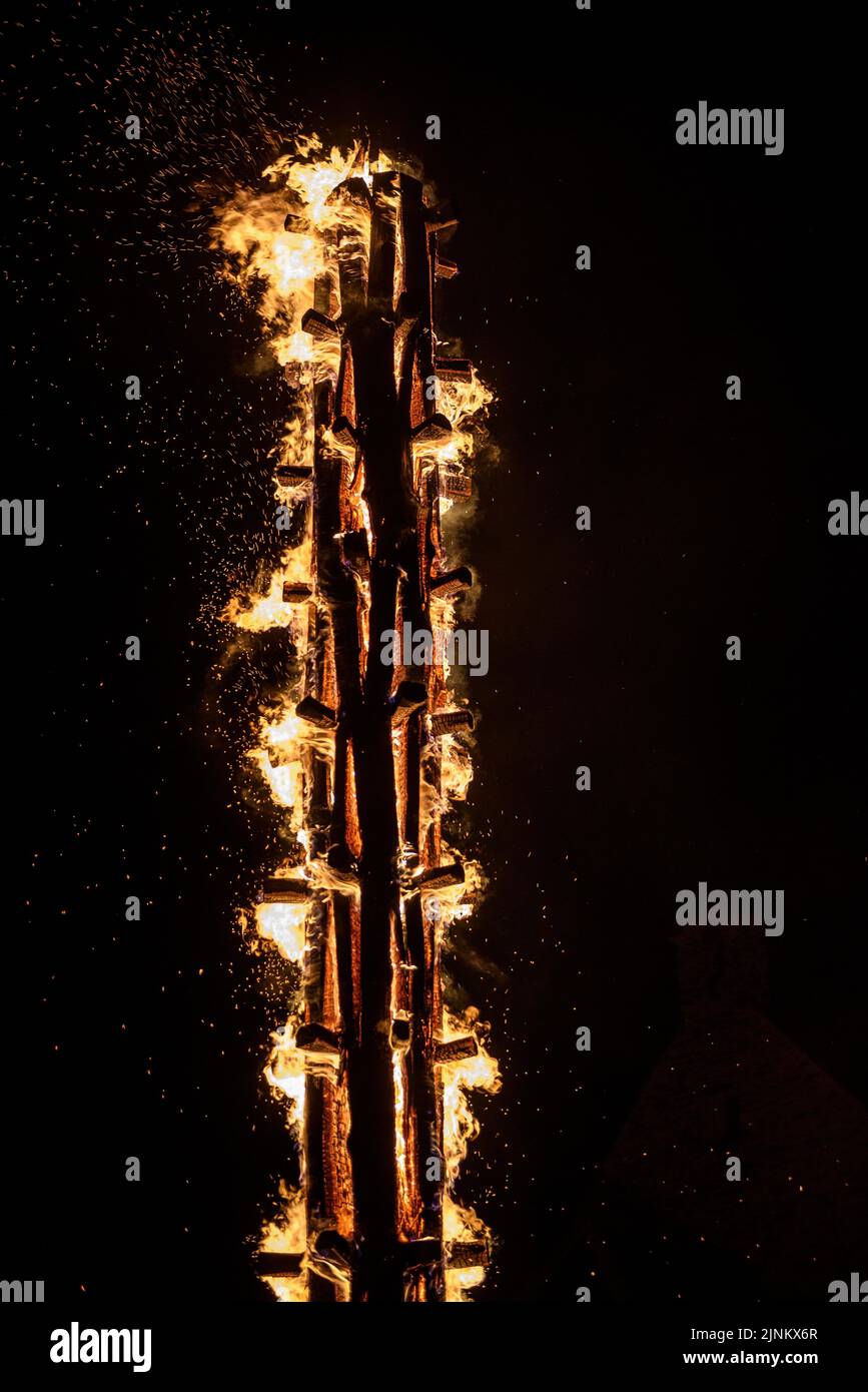 Burning of the Haro in Les during the Sant Joan night festival, an ...