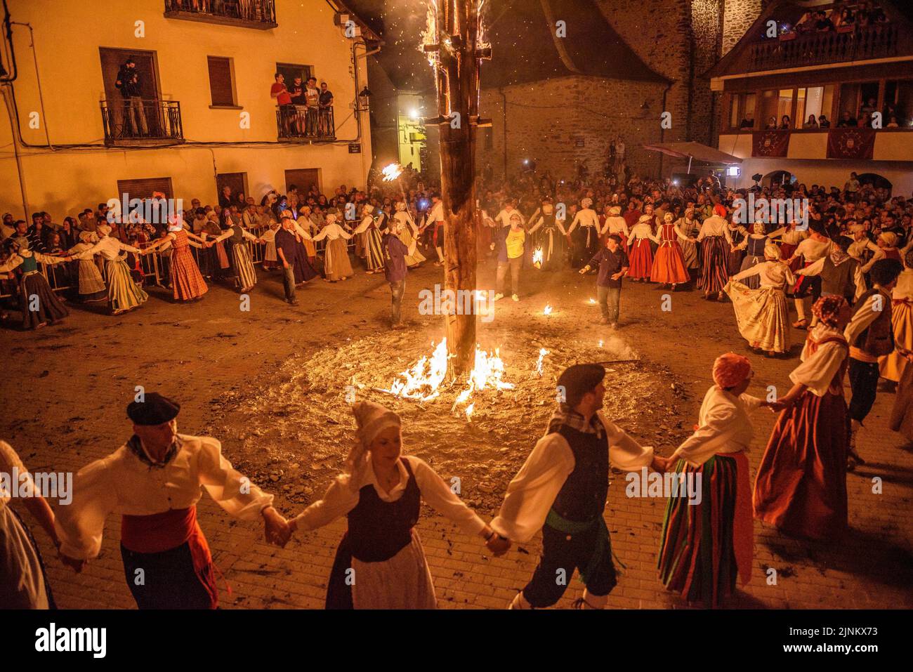 Burning of the Haro in Les during the Sant Joan night festival, an ...