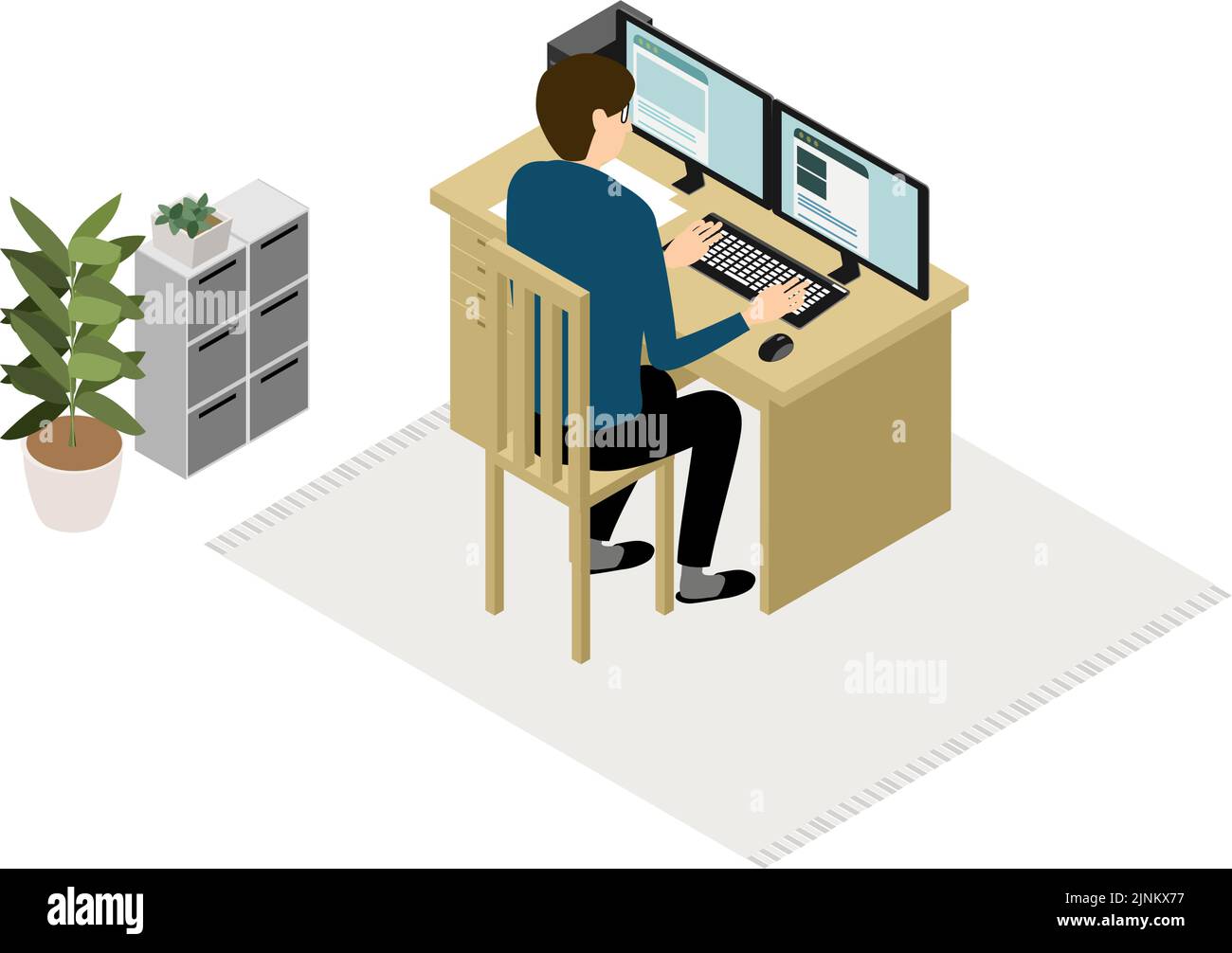 People who work at home with isometric and telework Stock Vector Image ...