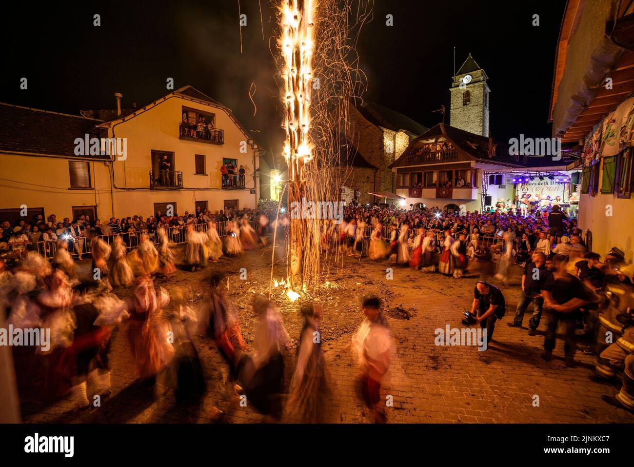 Burning of the Haro in Les during the Sant Joan night festival, an ...