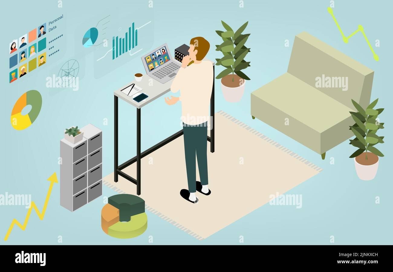 Man working laptop having Stock Vector Images - Alamy