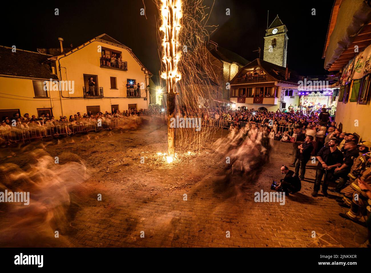 Burning of the Haro in Les during the Sant Joan night festival, an ...