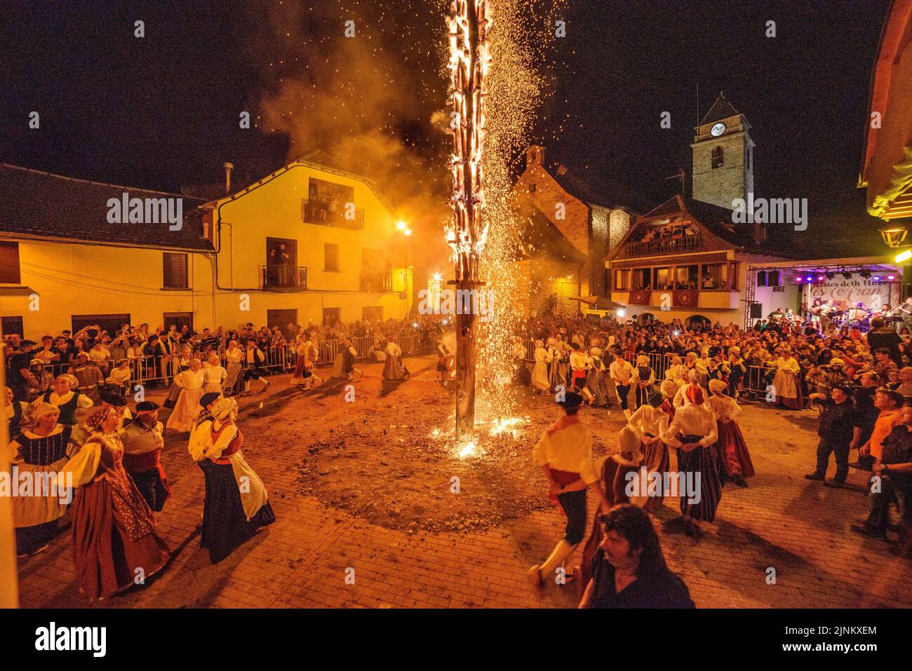 Burning of the Haro in Les during the Sant Joan night festival, an ...
