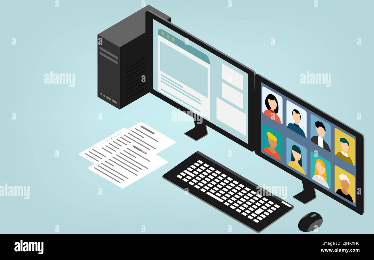 Video meetings illustration Stock Vector Images - Alamy