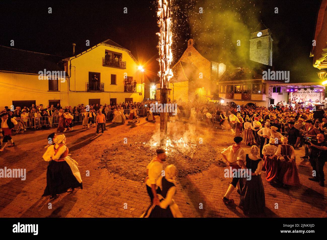 Burning of the Haro in Les during the Sant Joan night festival, an ...