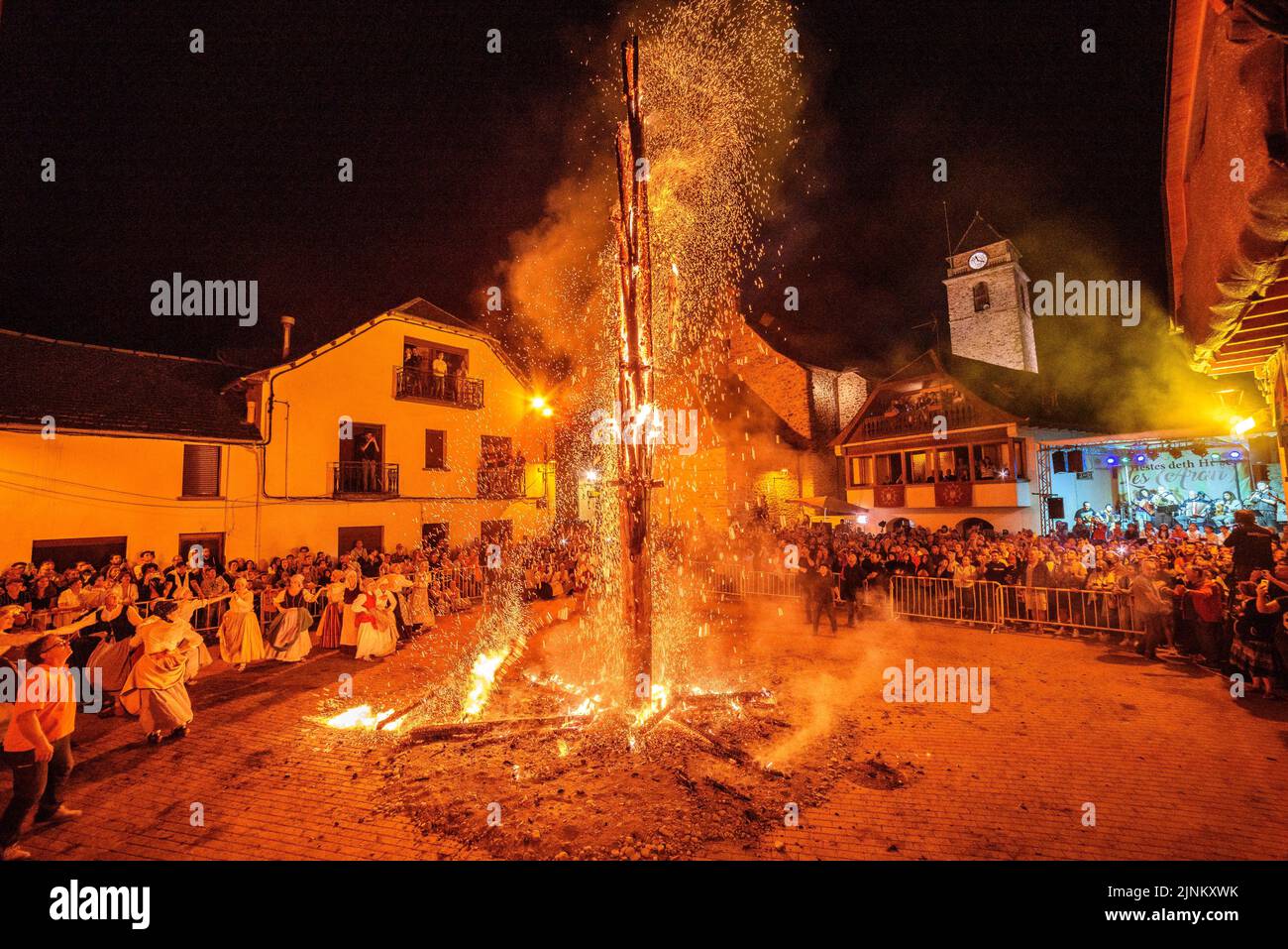 Burning of the Haro in Les during the Sant Joan night festival, an ...