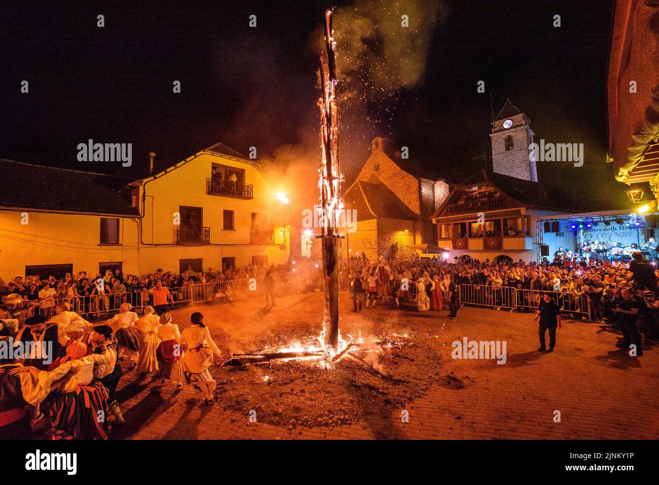 Burning of the Haro in Les during the Sant Joan night festival, an ...